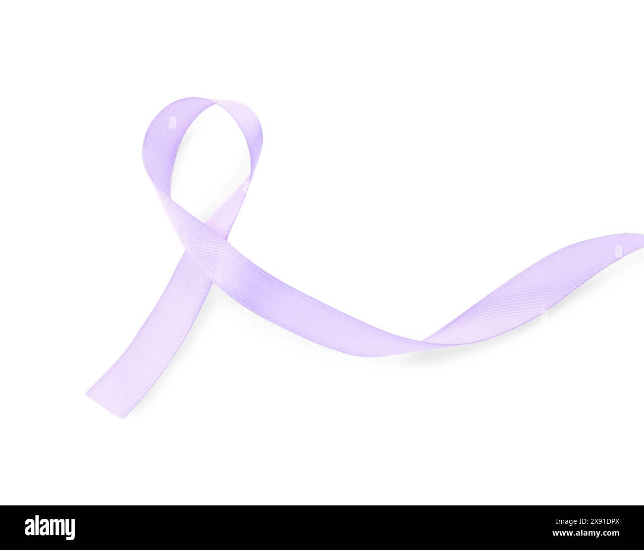 Violet awareness ribbon isolated on white, top view Stock Photo - Alamy