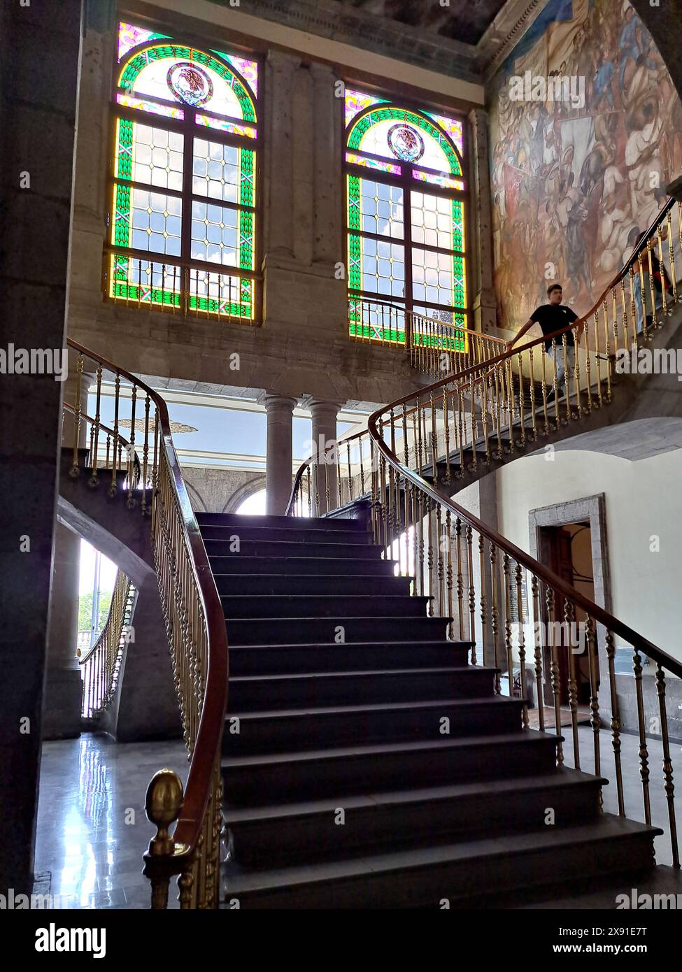 Mexico City, Mexico - Aug 9 2023: Stained glass windows of Greek ...