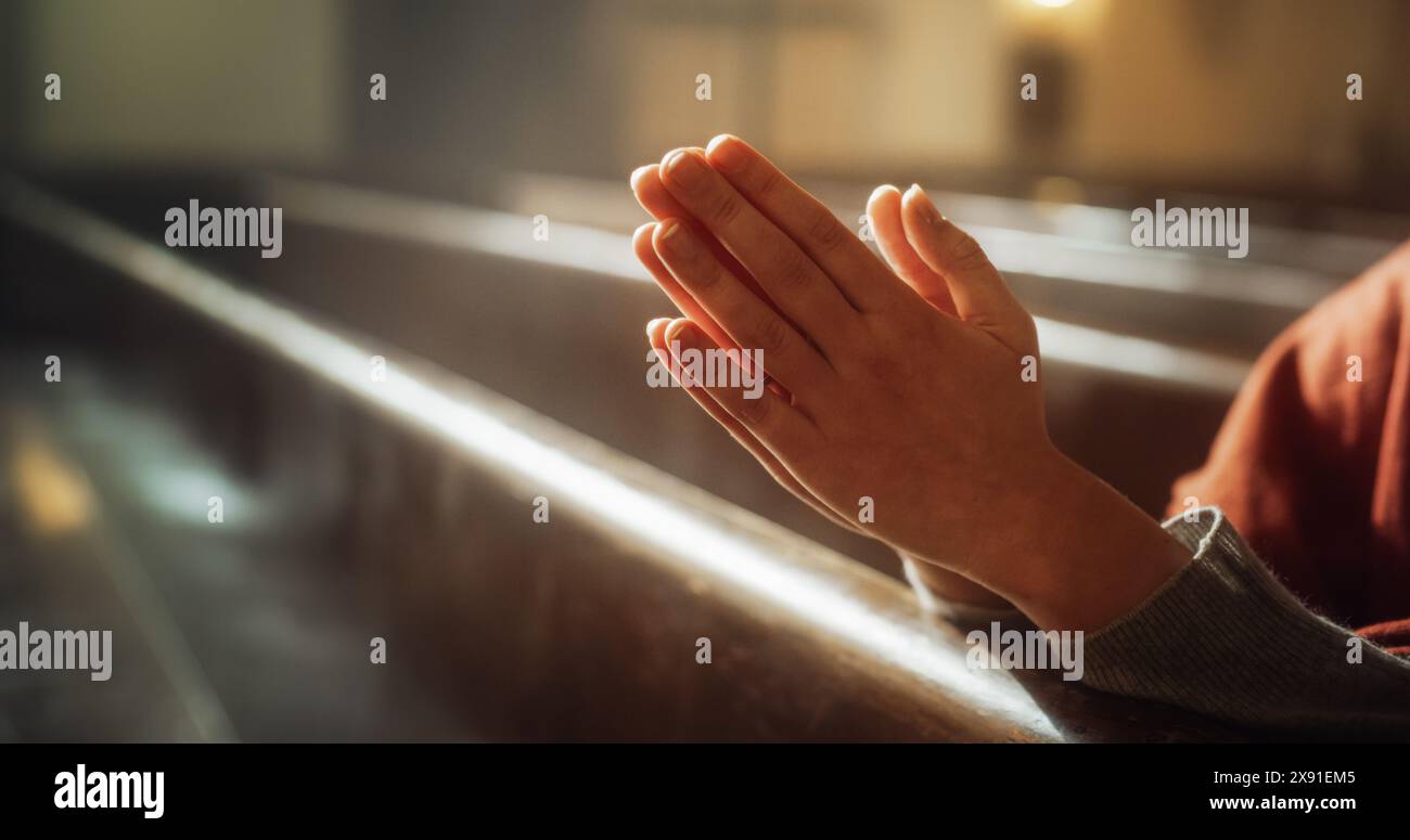 Christian Person Praying with Hands Folded In Reverence. Expression ...