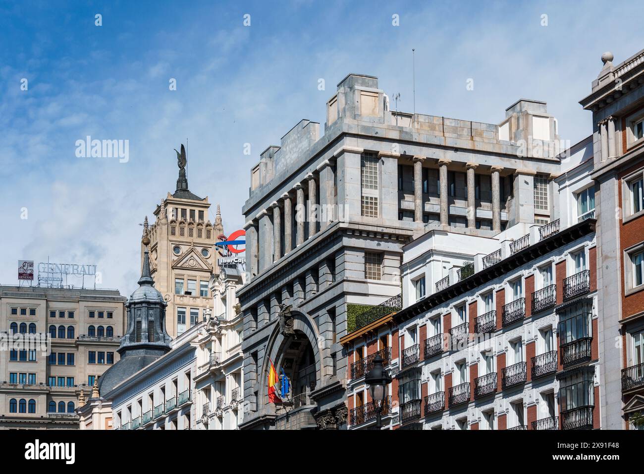 Madrid, Spain - May, 19, 2024: Old buildings in Alcala Street in ...