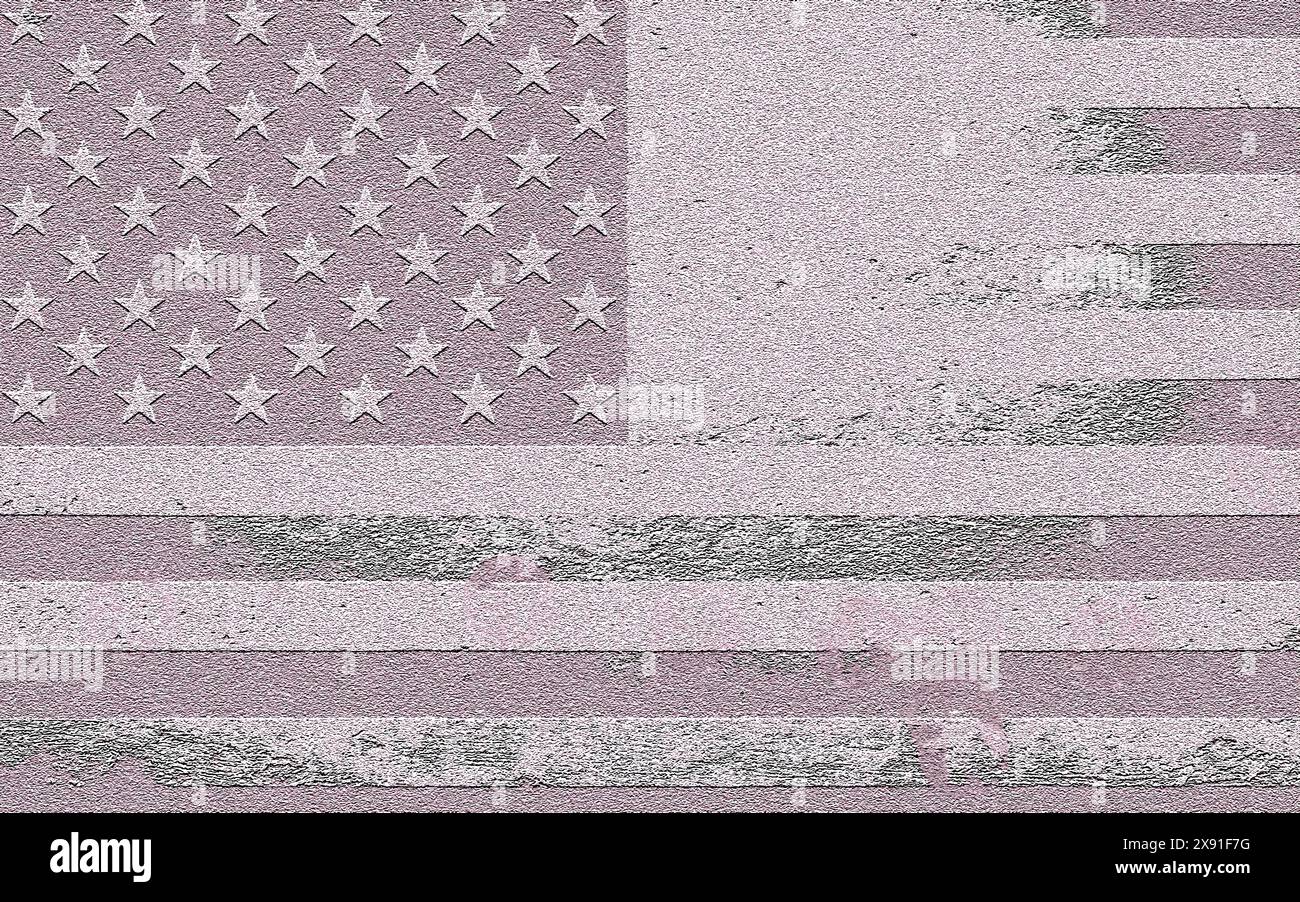 Weathered American flag with an aged, textured appearance and rough ...