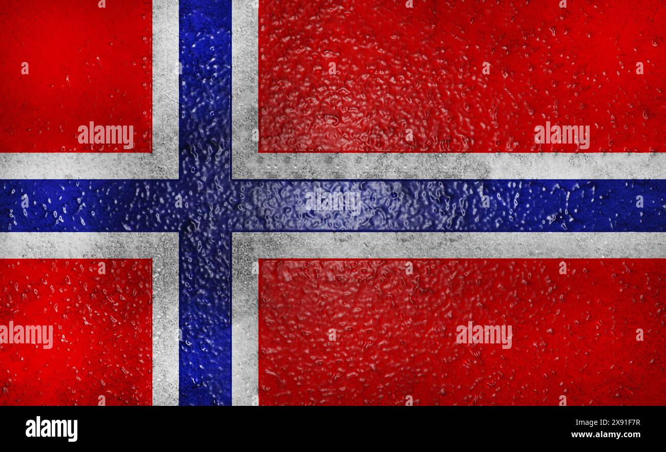 The Norwegian flag with a textured, metallic appearance featuring red ...