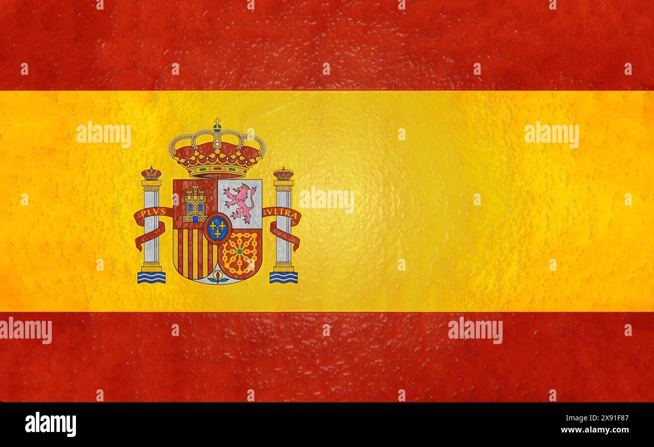 The Spanish flag featuring red and yellow horizontal stripes with a ...