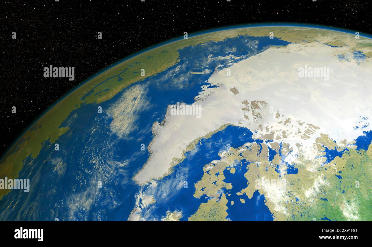 View of Earth from space, showing continents, oceans, clouds, and ...