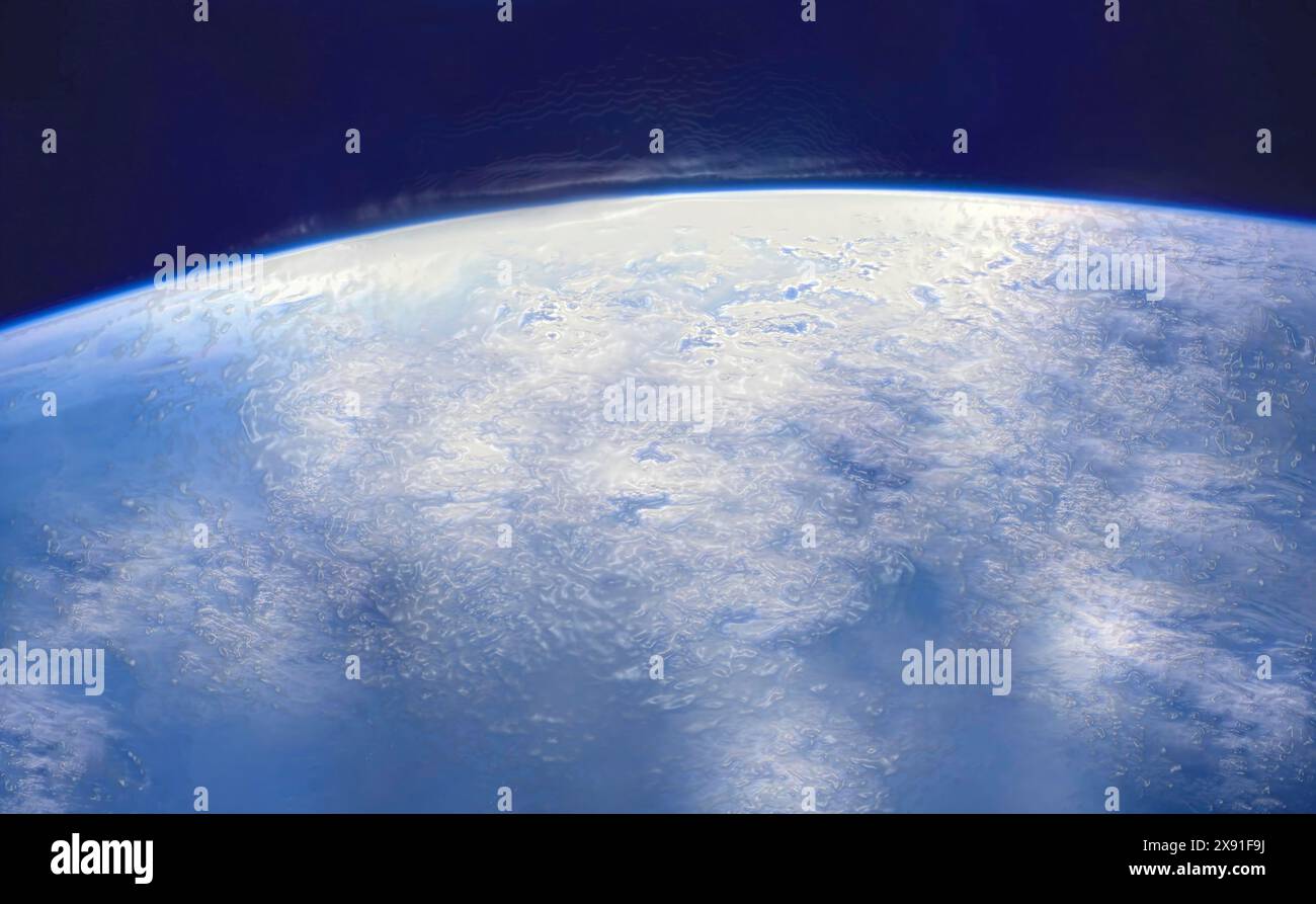 View of Earth from space with visible clouds and atmosphere, showcasing ...