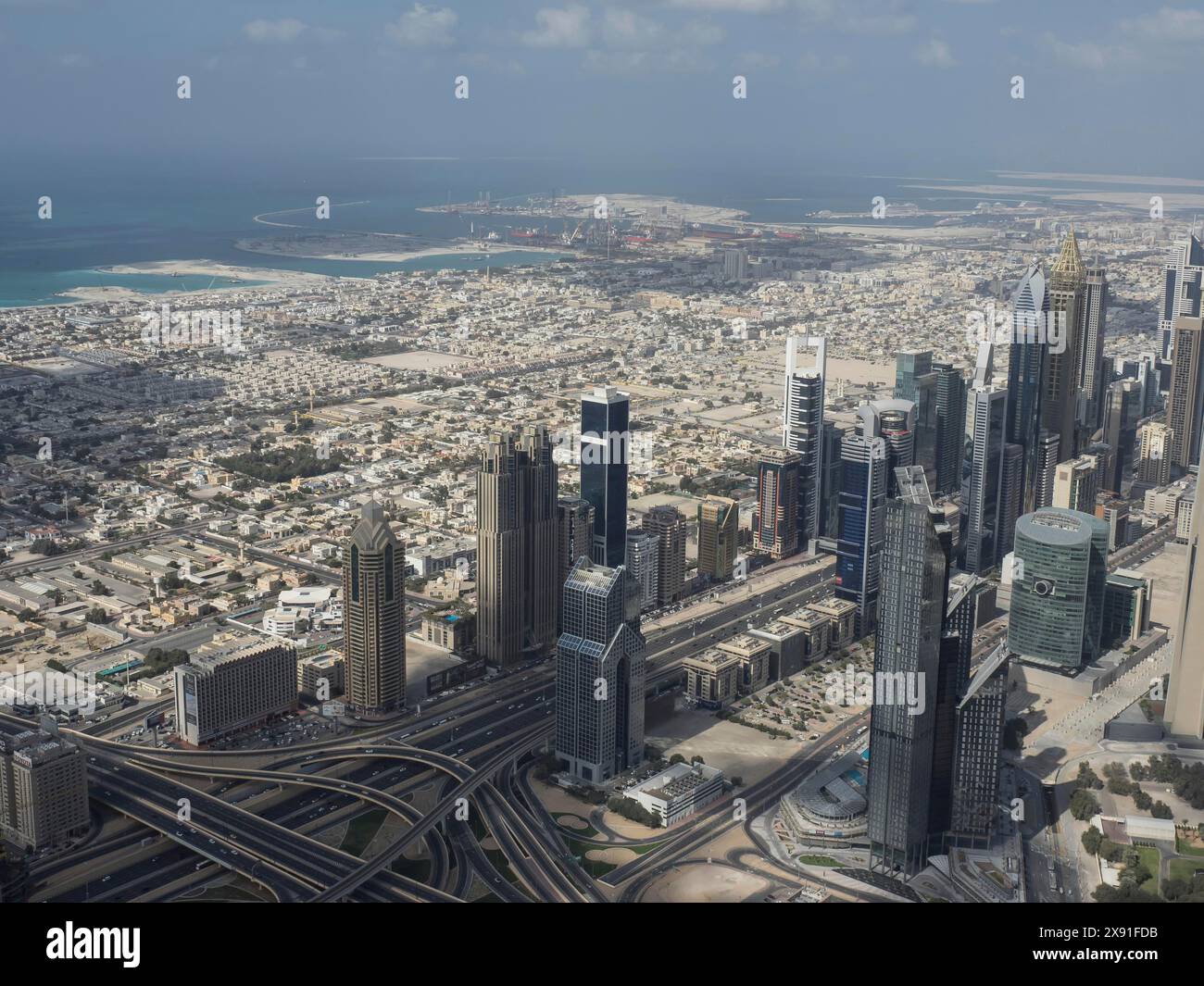 Spacious city view with skyscrapers and high-rise buildings, a complex ...