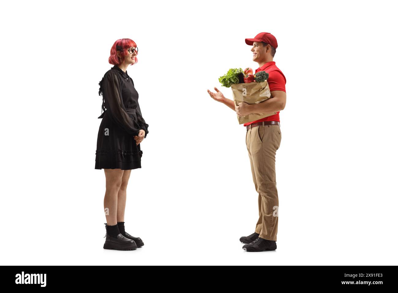 Young woman talking client Cut Out Stock Images & Pictures - Alamy