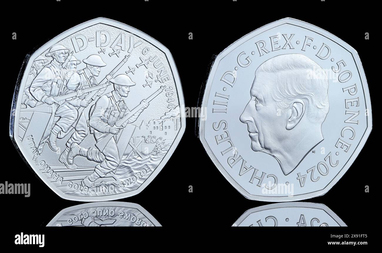 The latest 50p released in May 2024 to commemorate the 80th anniversary ...