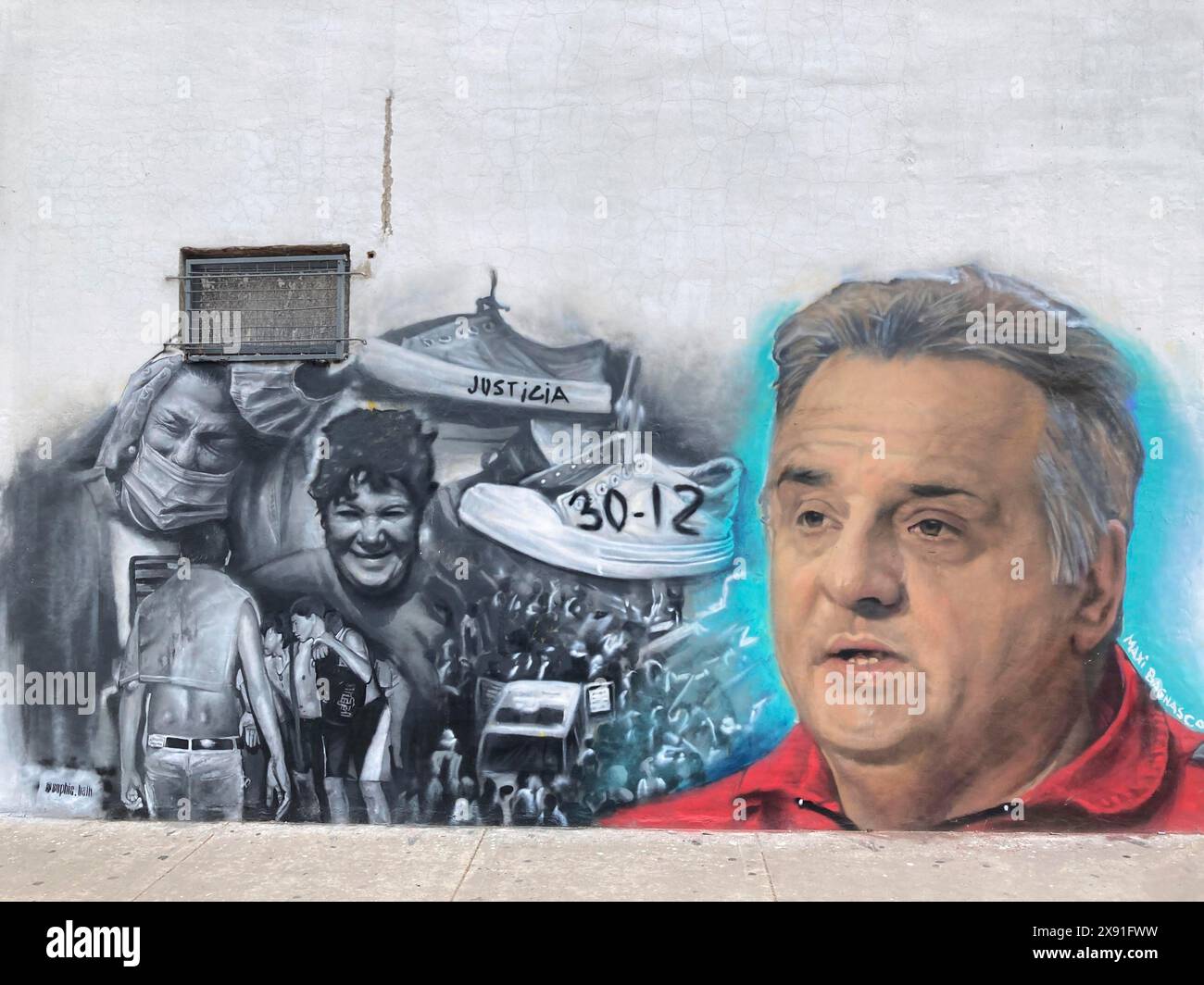 Street art mural in honour of the medical staff shows the doctor ...