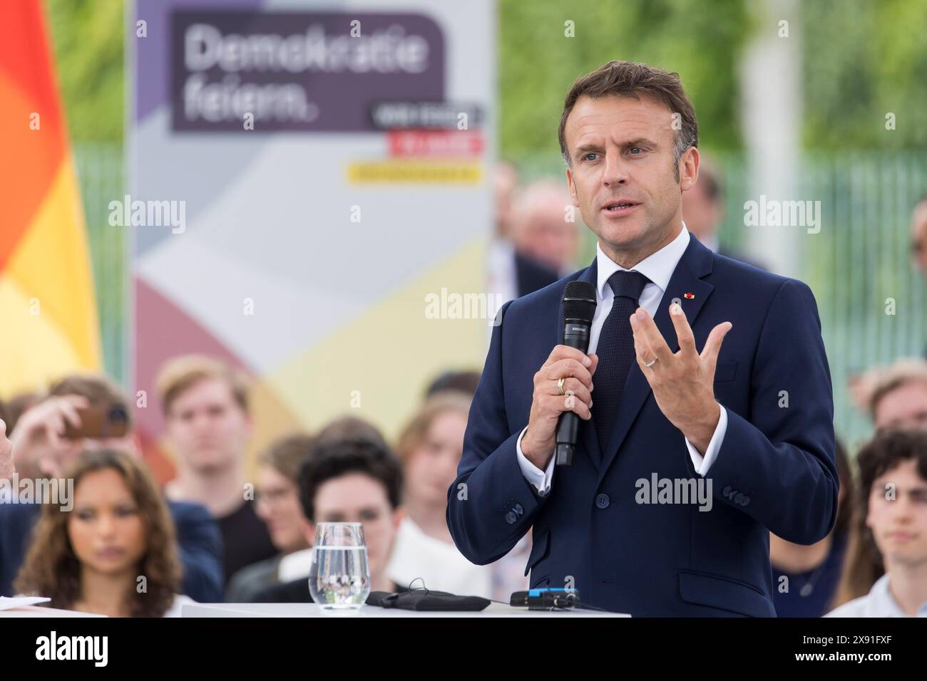 Emmanuel Macron (President of the French Republic) at the stage talk in ...