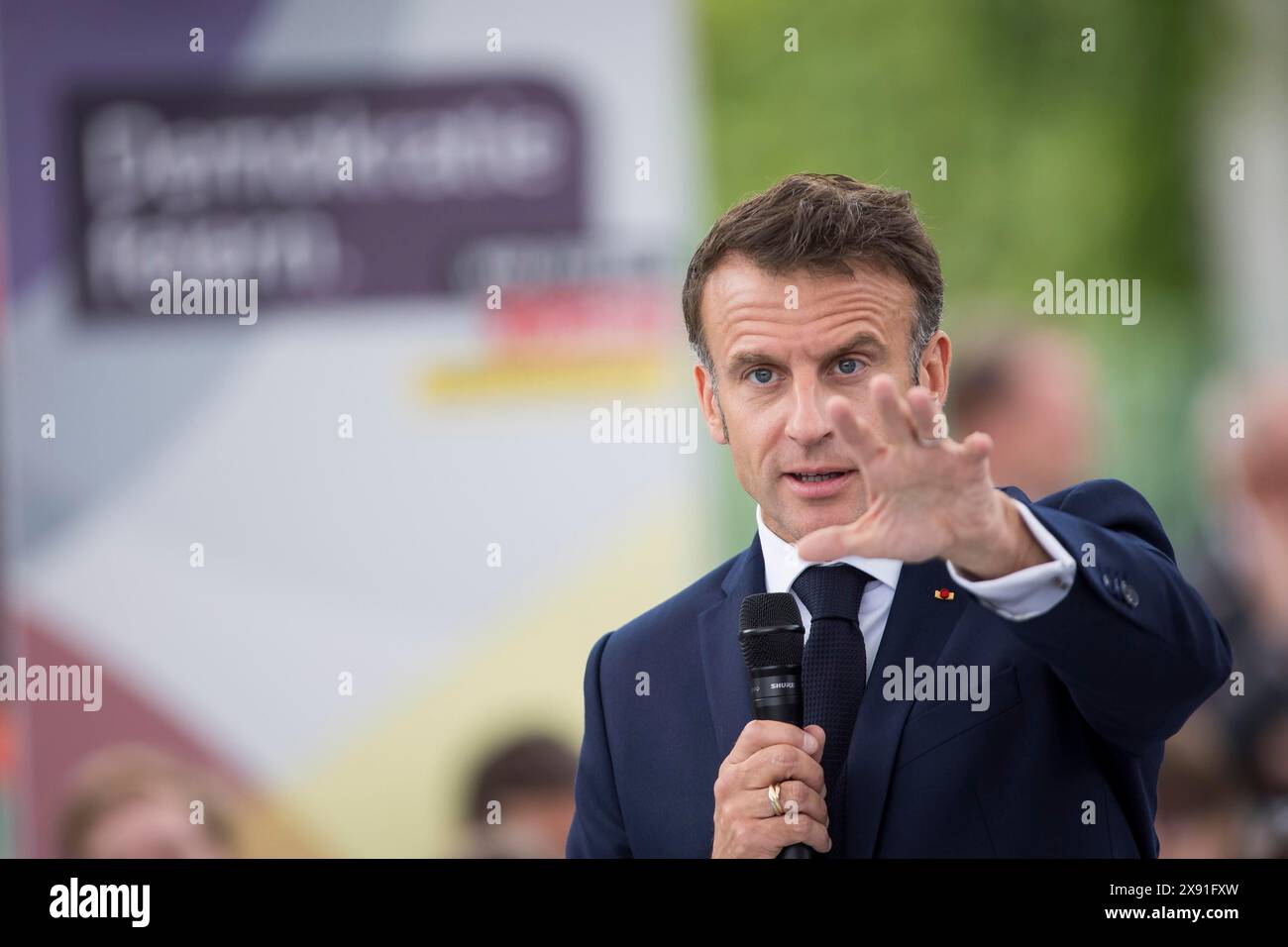 Emmanuel Macron (President of the French Republic) at the stage talk in ...