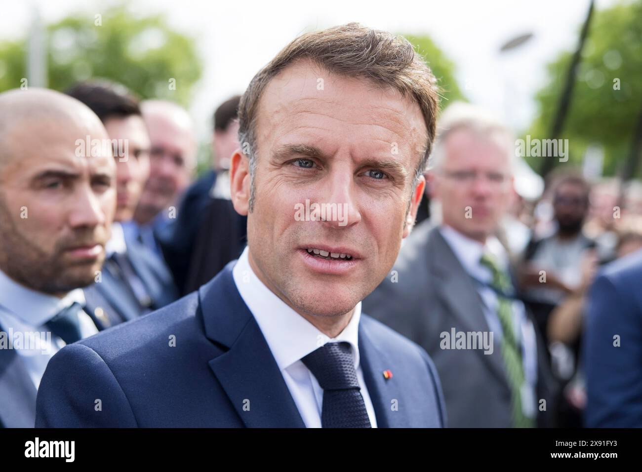 Emmanuel Macron (President of the French Republic) on a tour of the ...