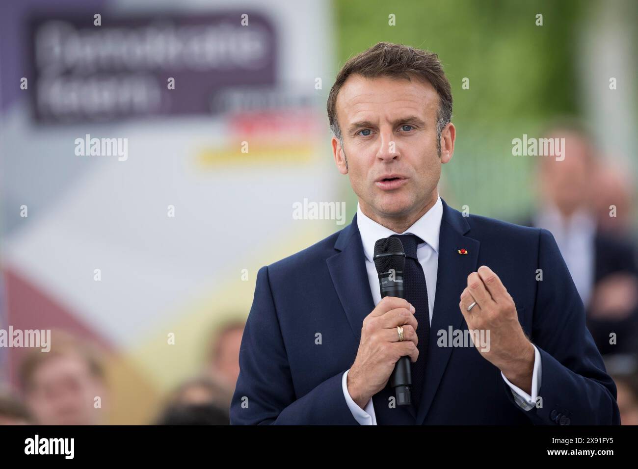 Emmanuel Macron (President of the French Republic) at the stage talk in ...