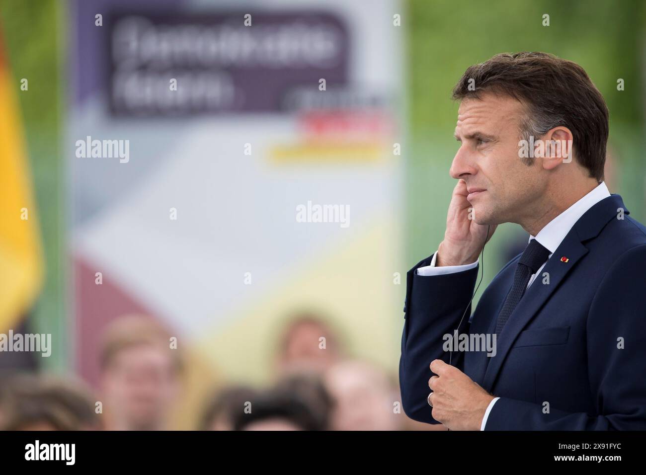 Emmanuel Macron (President of the French Republic) at the stage talk in ...