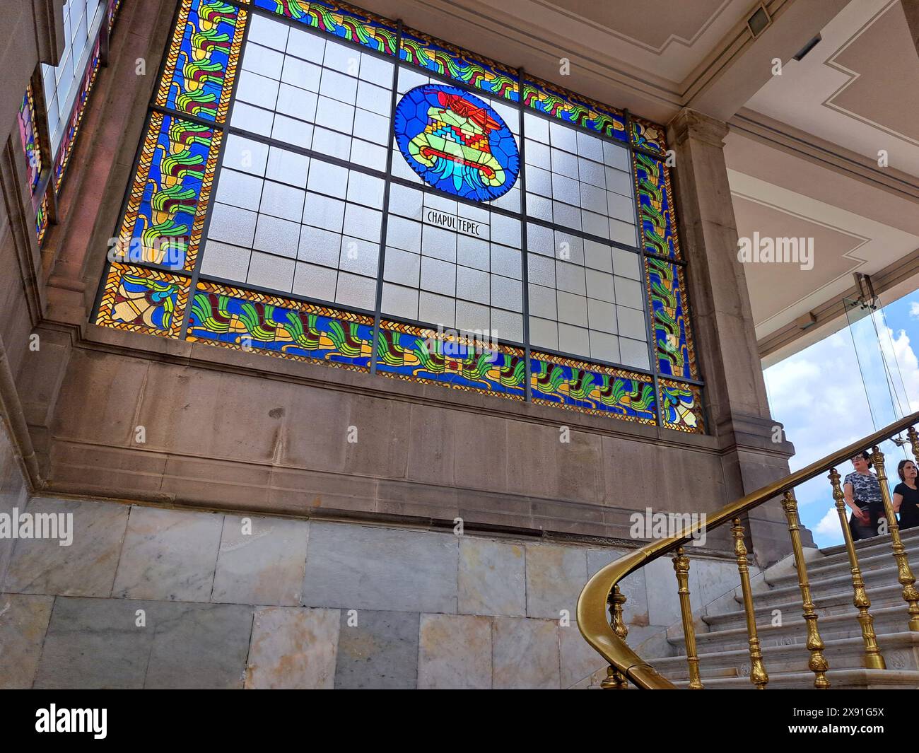 Mexico City, Mexico - Aug 9 2023: Stained glass windows of Greek ...