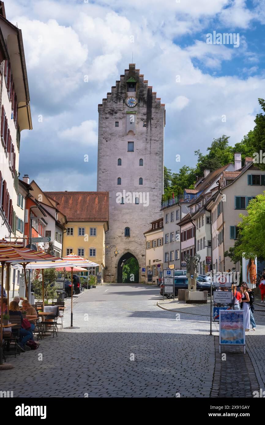 The Obertor, historic town gate at the end of Marktstrasse, Ravensburg ...