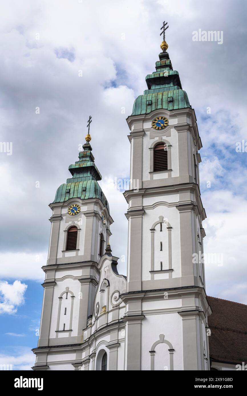 The twin towers of the Catholic parish church of St Peter, formerly the ...