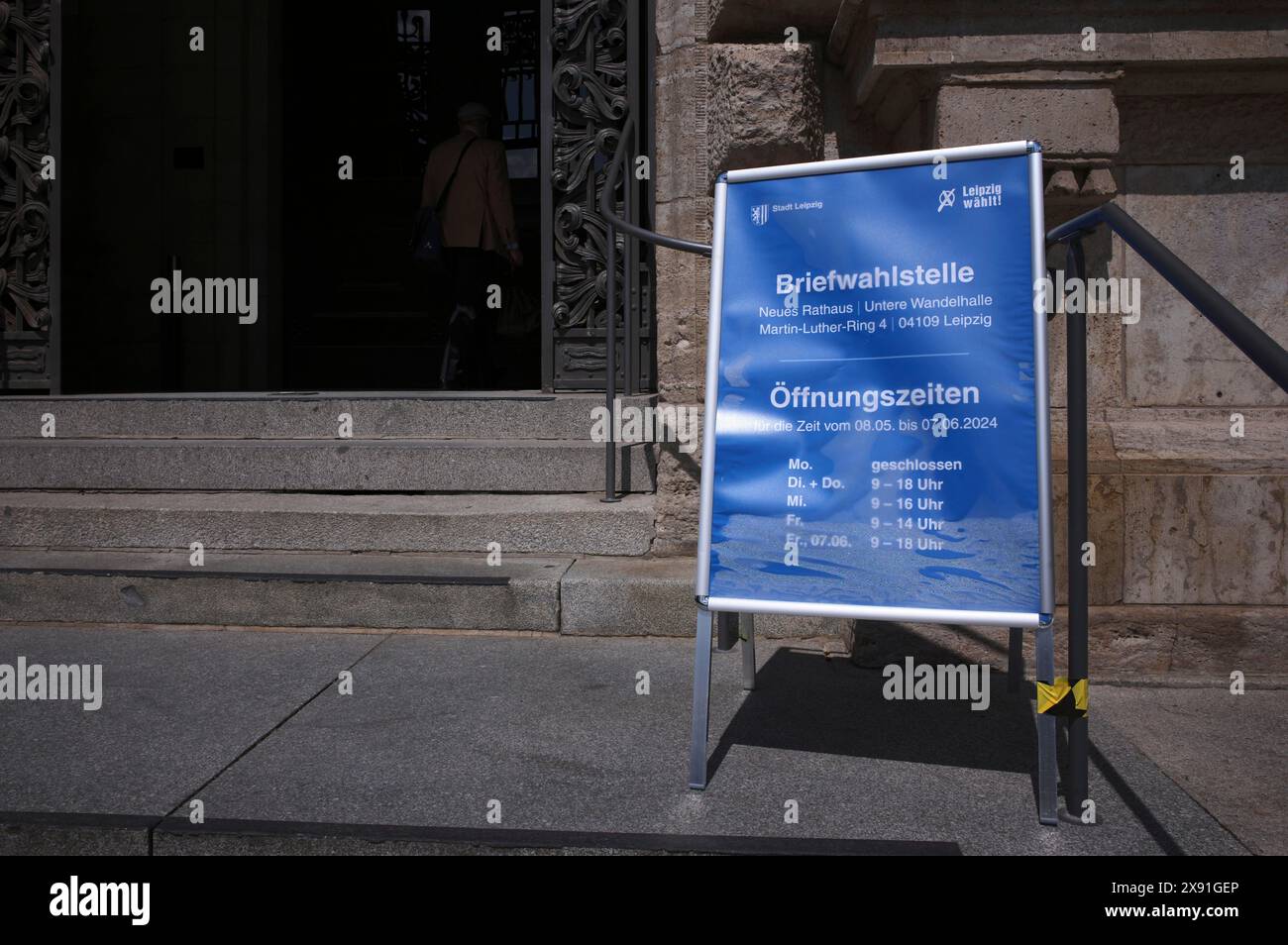 Entrance to postal voting centre, postal voting, European Election 2024 ...