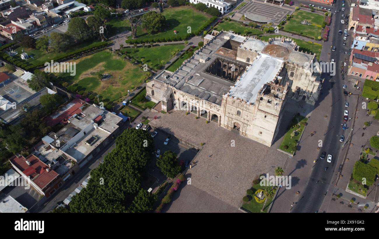 Yuriria, Mexico, May 26, 2024: Aerial view of the former Augustinian ...