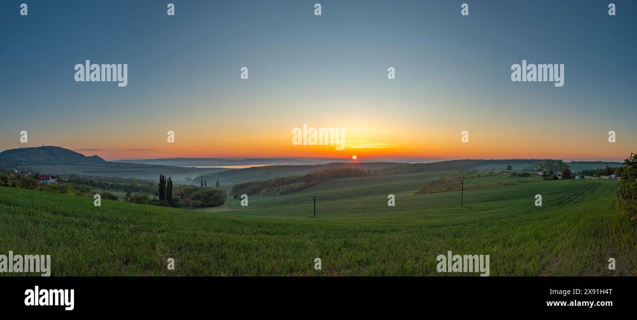 Color spring morning sunrise near Klentnice nice village in south ...