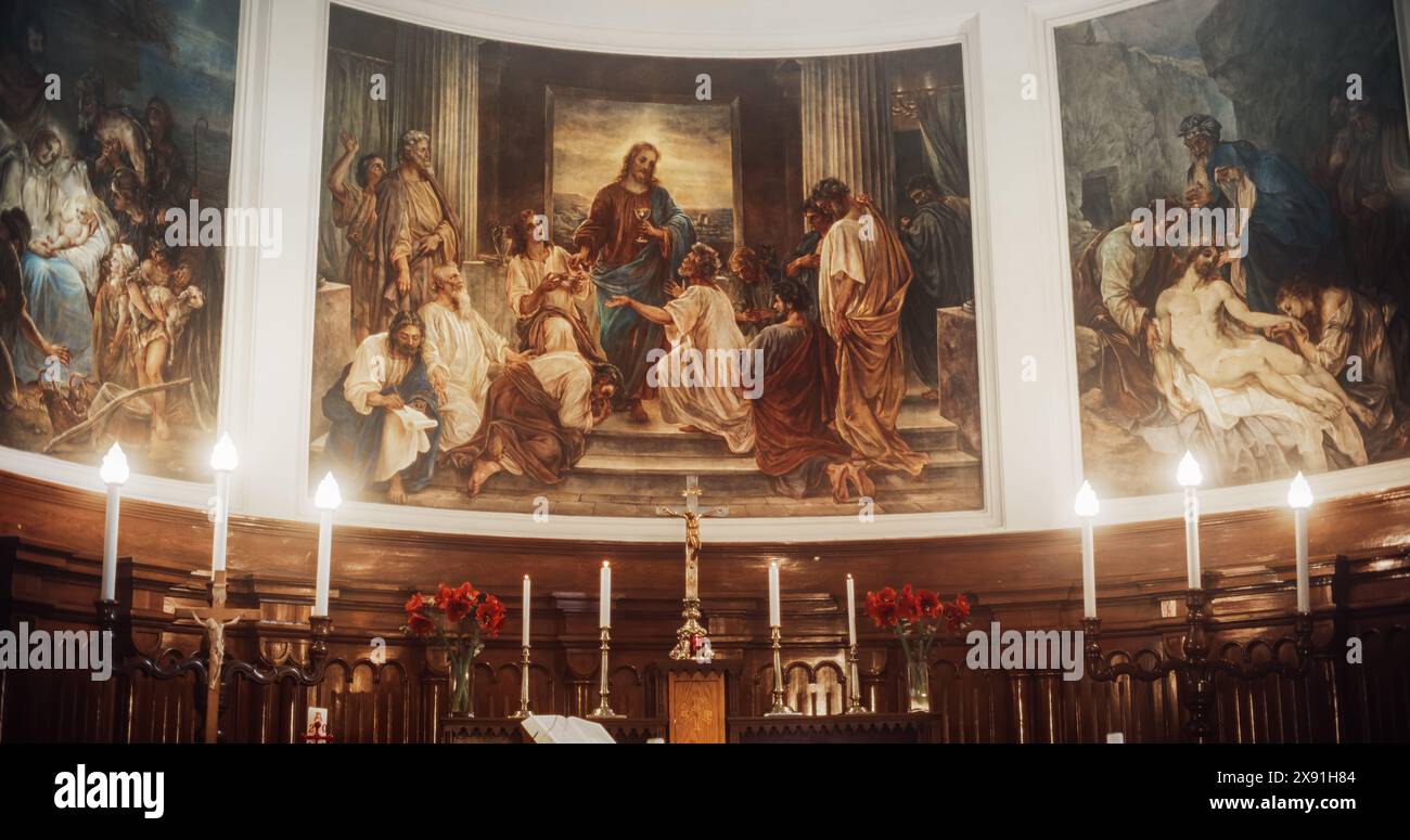 Church Mural Paintings Depicting the Lord Jesus Christ Having the Last ...