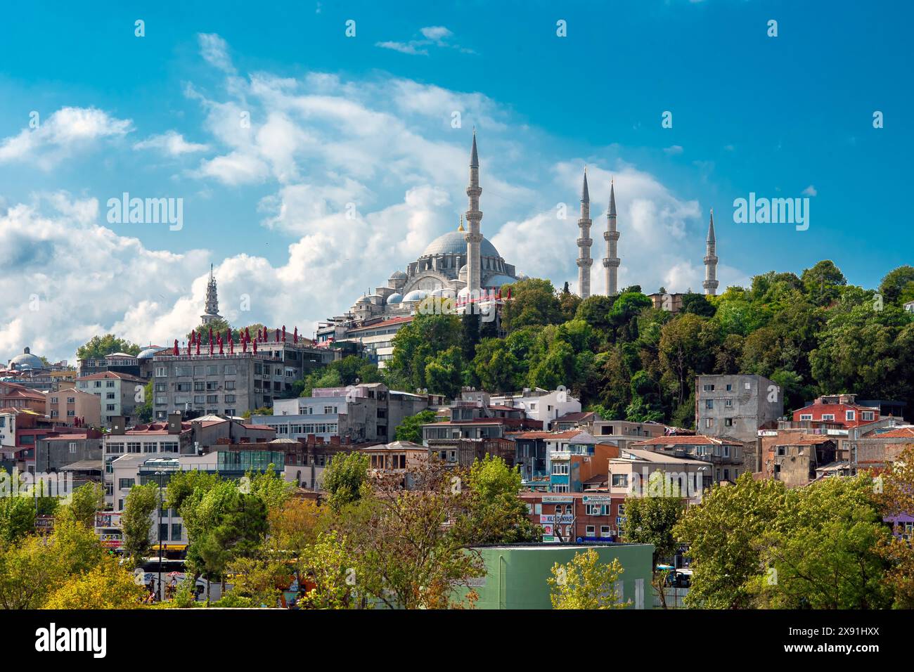Beautiful view of gorgeous historical Suleymaniye Mosque, Rustem Pasa ...
