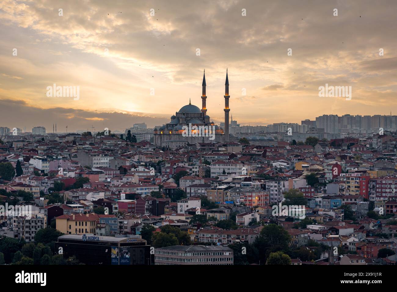 Beautiful view of Suleymaniye Rustem Pasha Mosque sunset time Stock ...