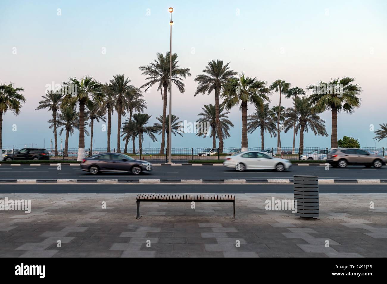 Doha Corniche road at sunset time Stock Photo - Alamy