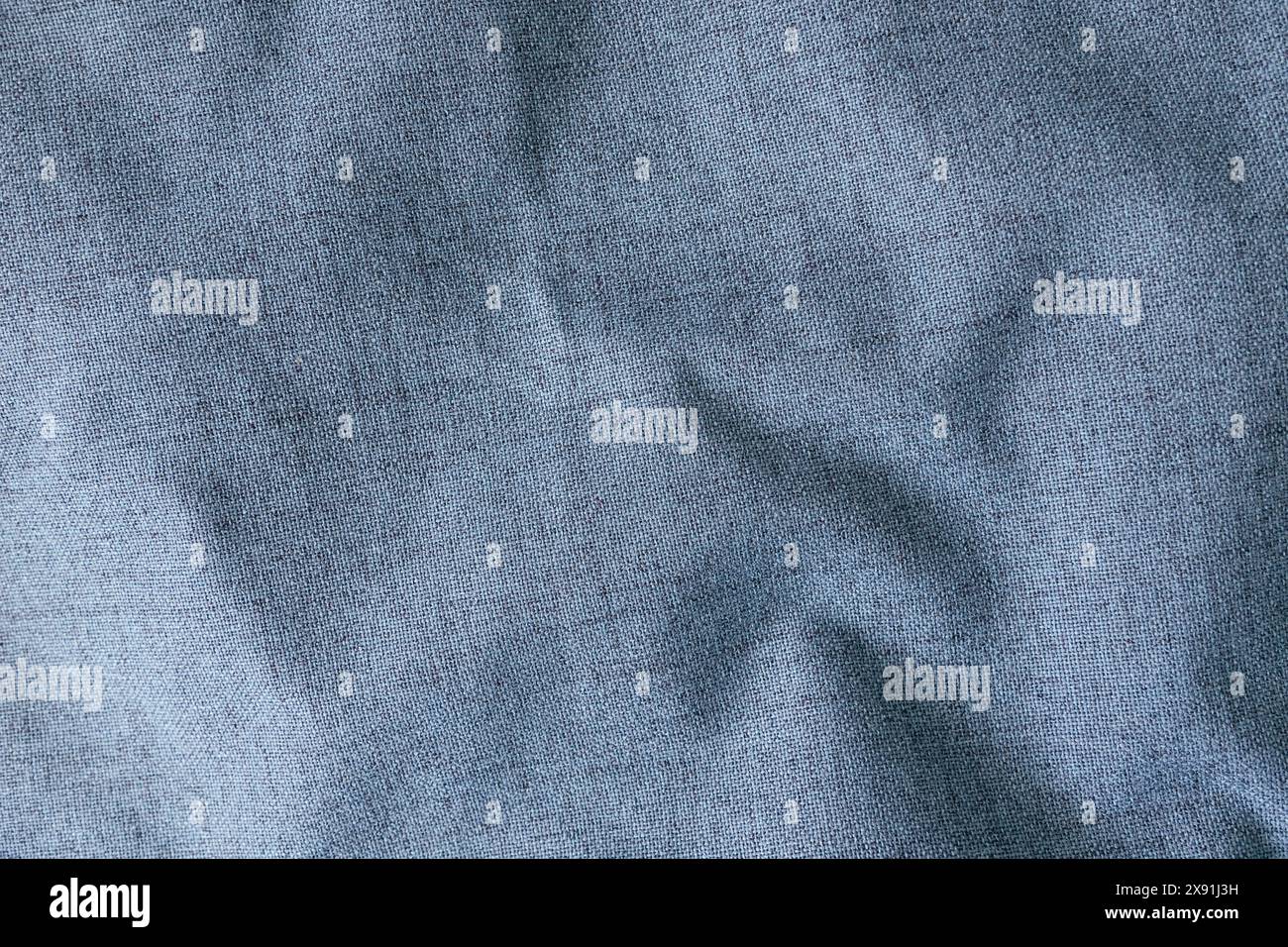 Blue natural crumpled linen texture background Stock Photo - Alamy