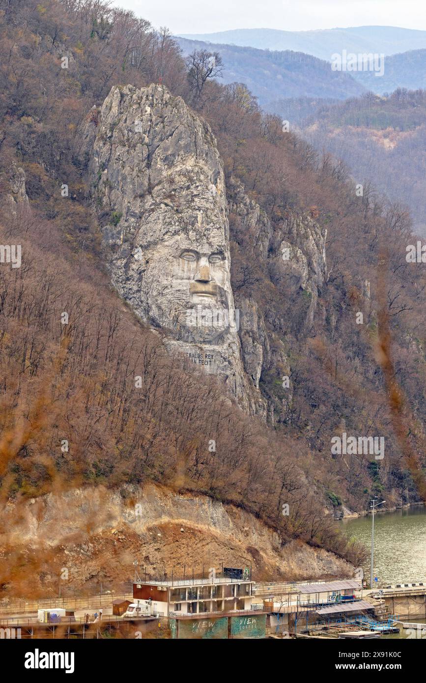 Dubova, Romania - March 14, 2024: Rock Sculpture of Decebalus Last King ...