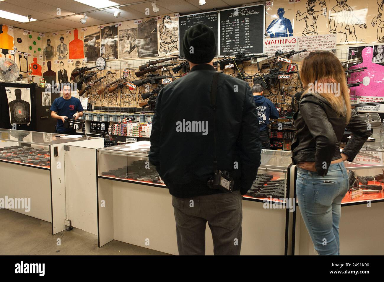 Los Angeles gun club downtown Los Angeles, several hundred hand guns ...