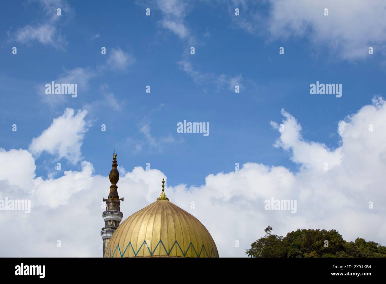 The essence of Islamic architecture with a golden dome adorned with ...