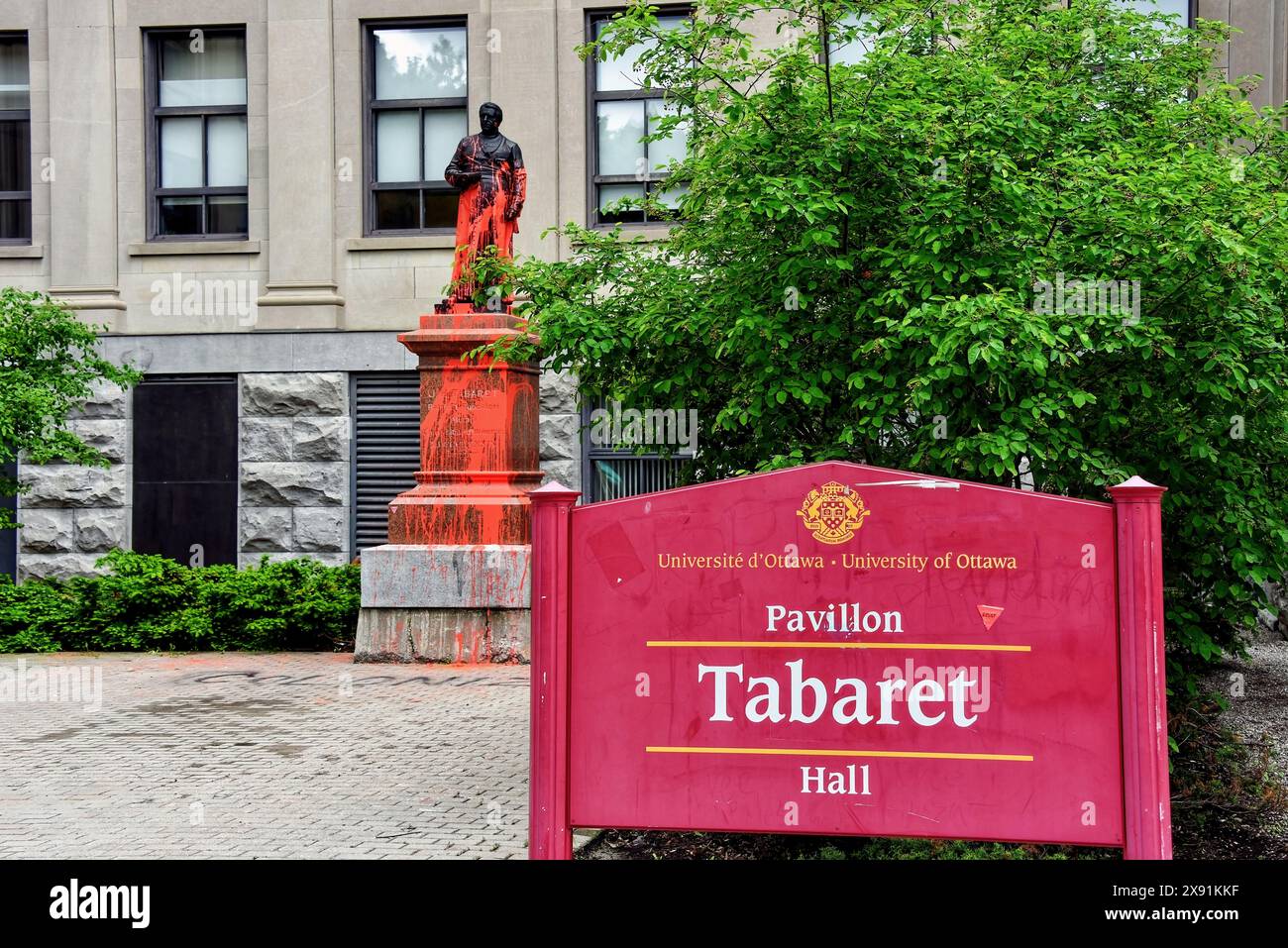 Ottawa, Canada - May 28, 2024: Statue of J.H. Tabaret at the University ...