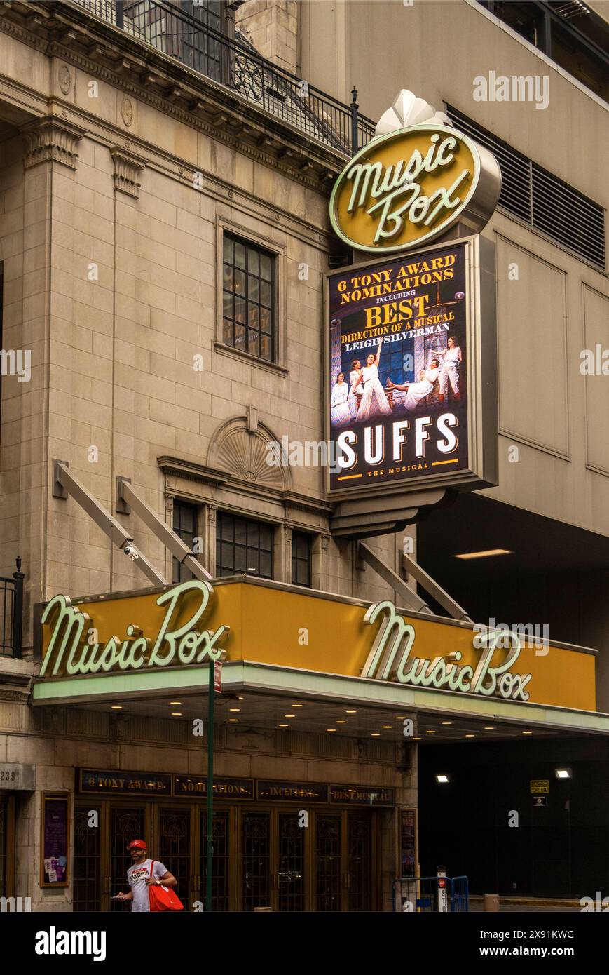 Suffs the musical theatre sign in Broadway theater district in ...