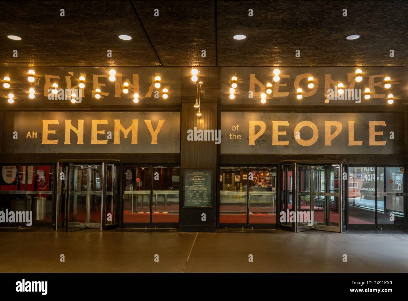 An Enemy of the People theatre sign in Broadway theater district in ...