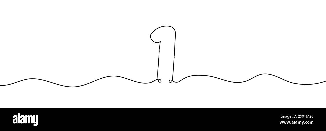 Number 1 is drawn by continuous line drawing. Editable line. Vector ...