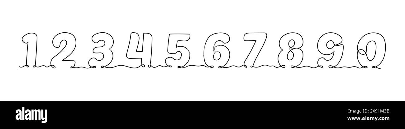 The numbers are drawn in one continuous line drawing. Vector ...
