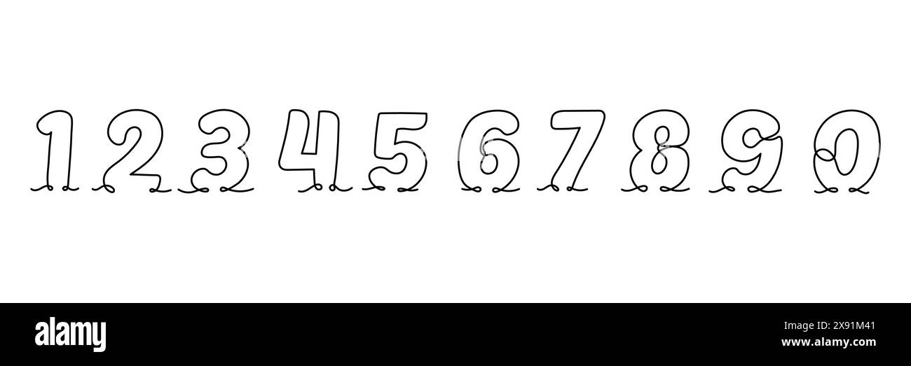 The numbers are drawn in one continuous line drawing. Vector ...