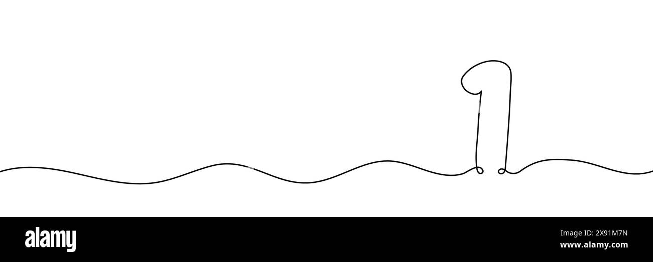 Number 1 is drawn by continuous line drawing. Editable line. Vector ...