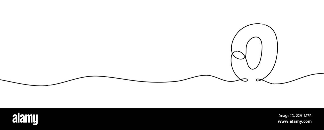 Number 0 is drawn by continuous line drawing. Editable line. Vector ...