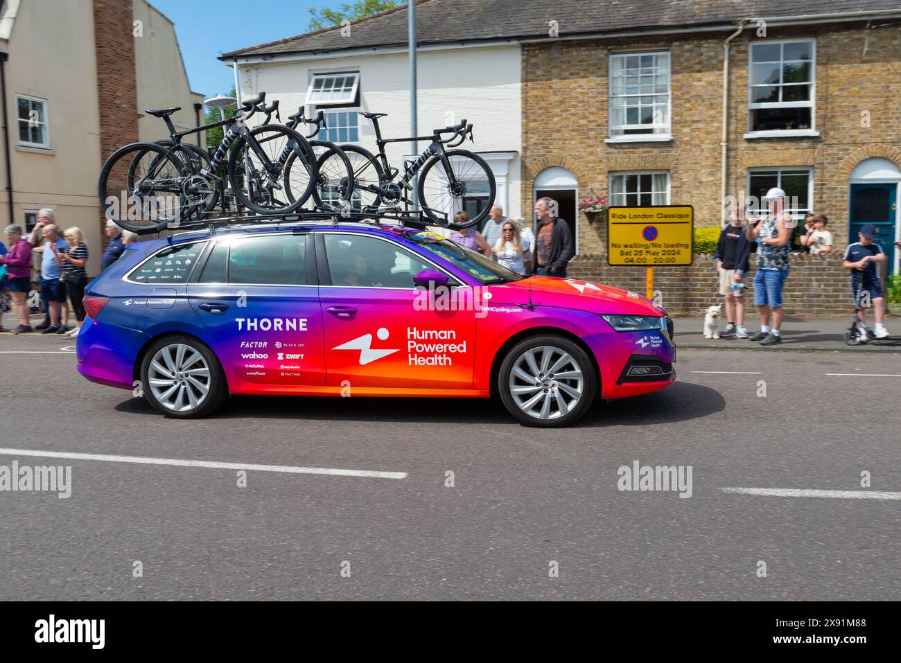 Human Powered Health team support car at 2024 Ford RideLondon Classique ...