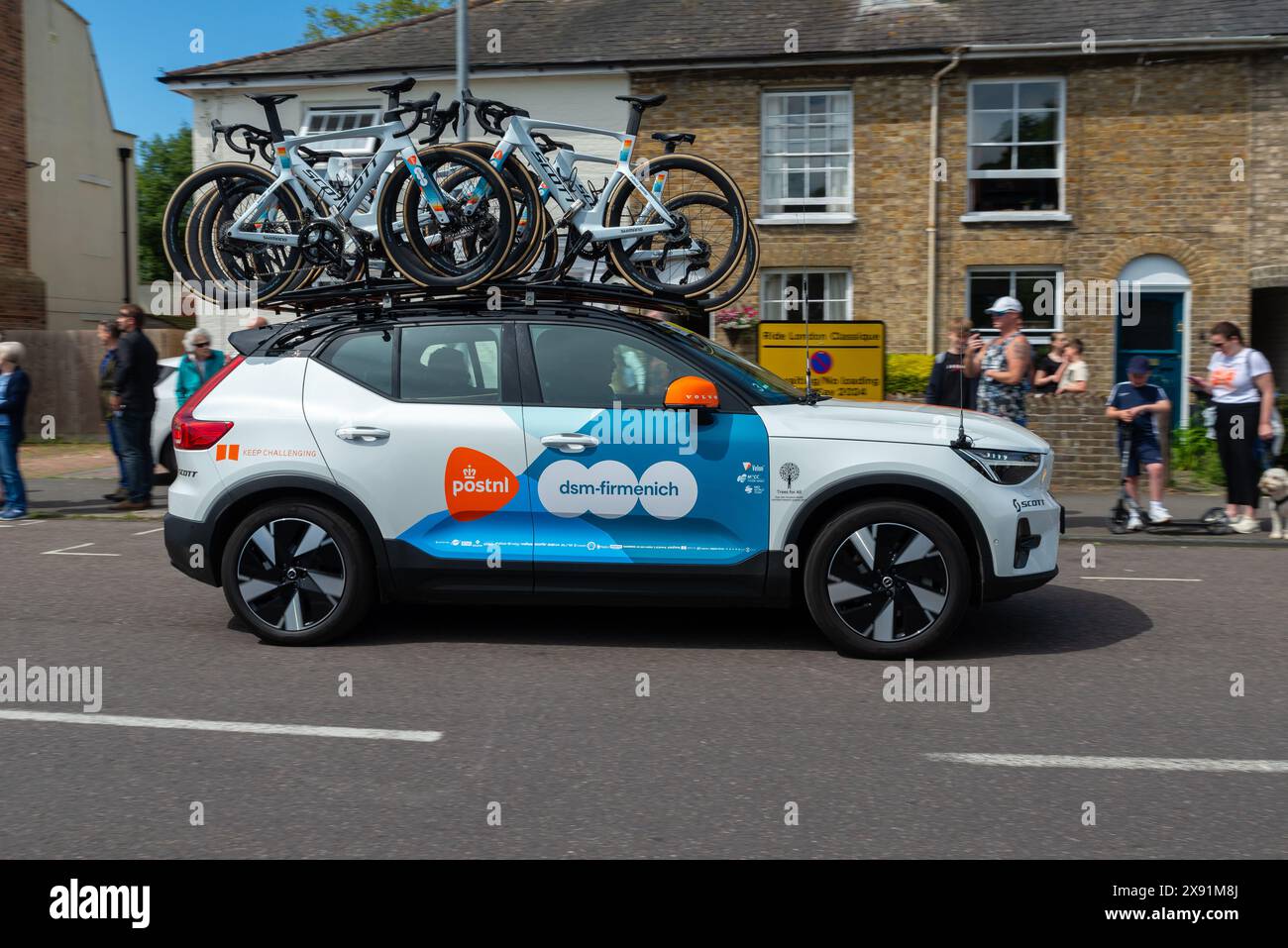 Team DSM Firmenich PostNL team support car at 2024 Ford RideLondon ...