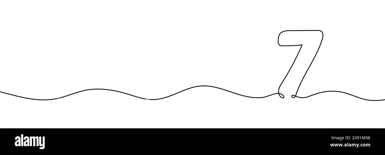 Number 7 is drawn by continuous line drawing. Editable line. Vector ...