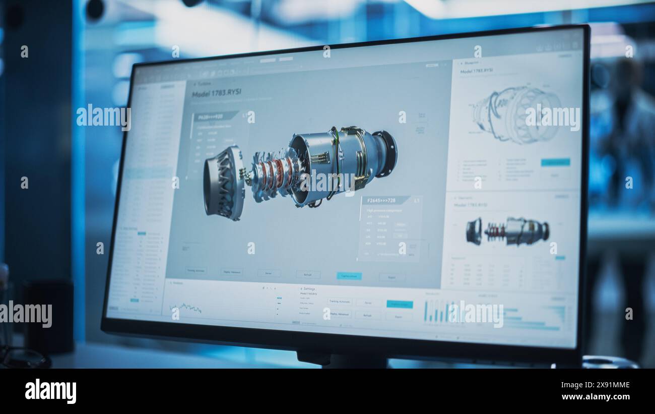 Close Up of a Computer Monitor Display with 3D CAD Software with ...