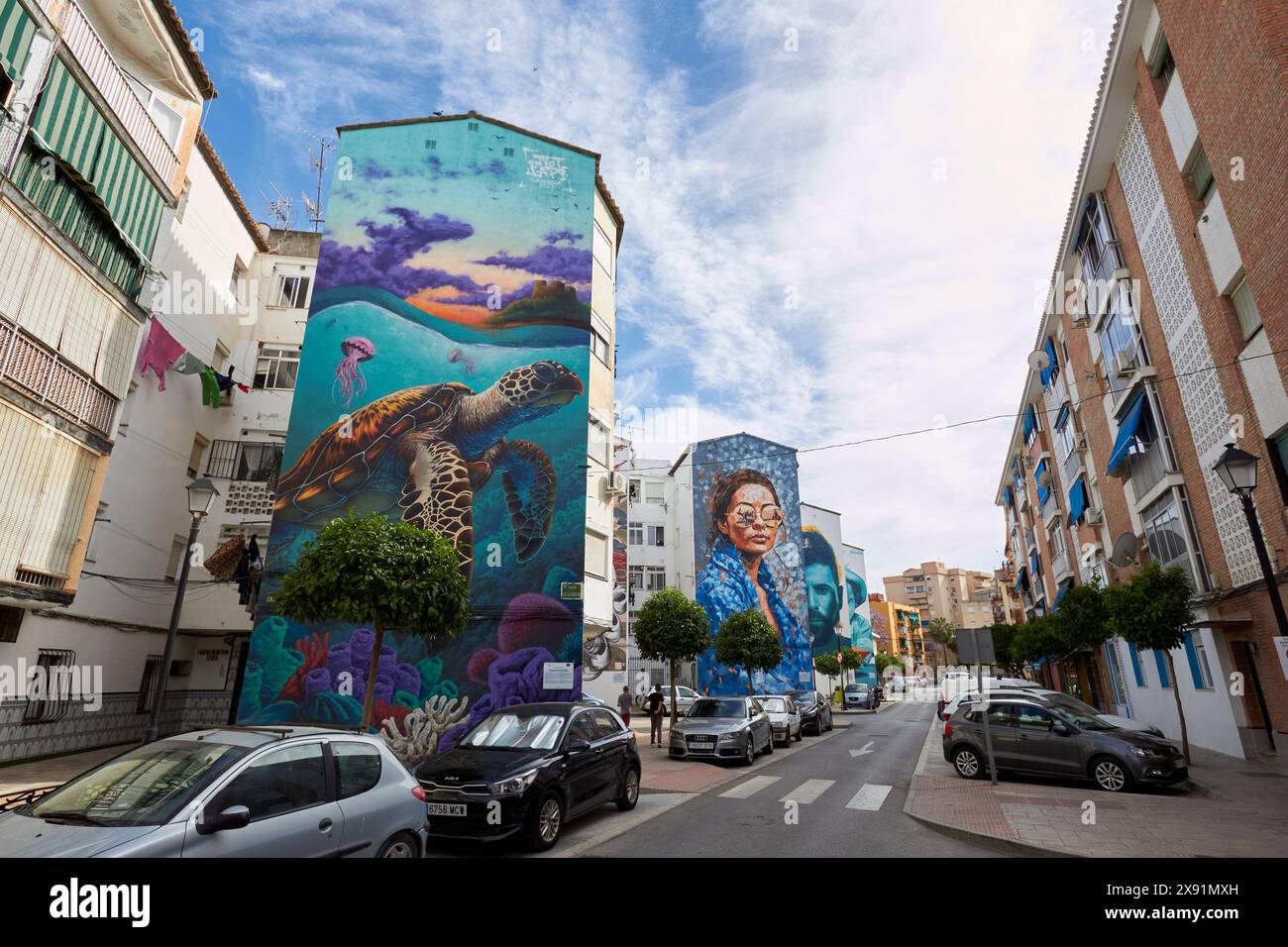Mural paintings on the facades of residential poor urban area in ...