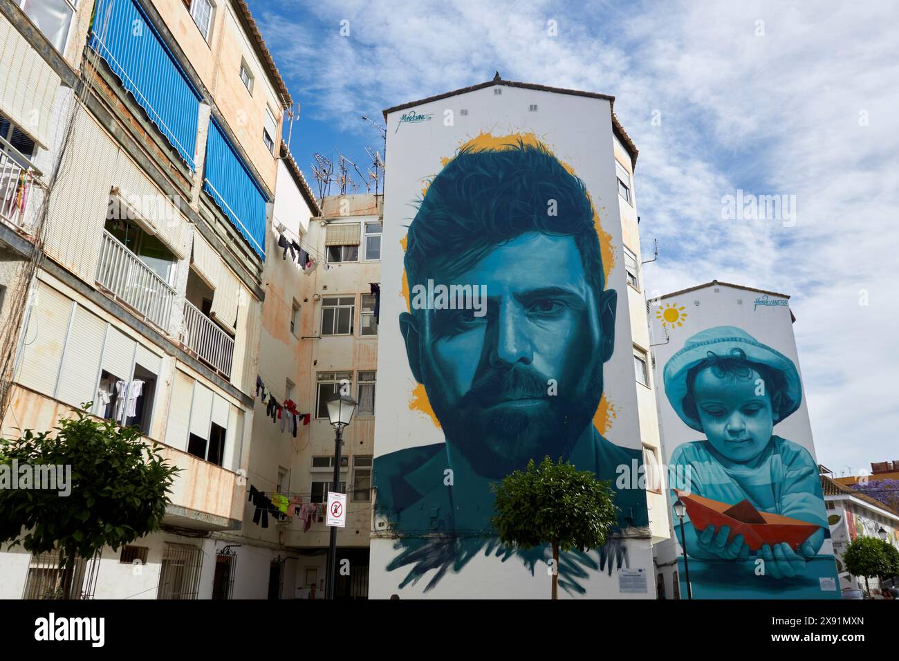 Mural paintings on the facades of residential poor urban area in ...