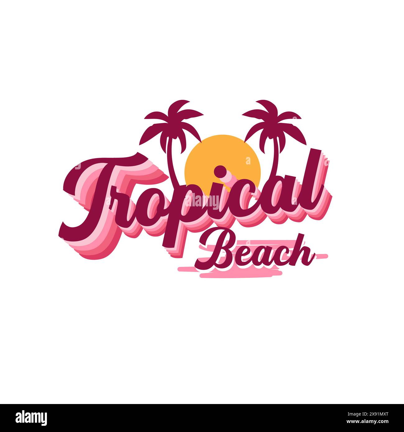 Tropical Beach typography sunset palm tree design Stock Vector Image ...