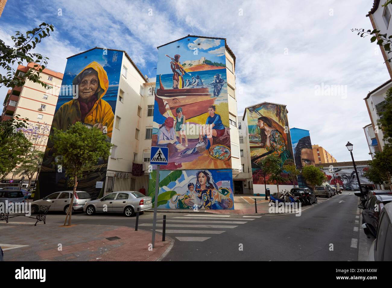 Mural paintings on the facades of residential poor urban area in ...