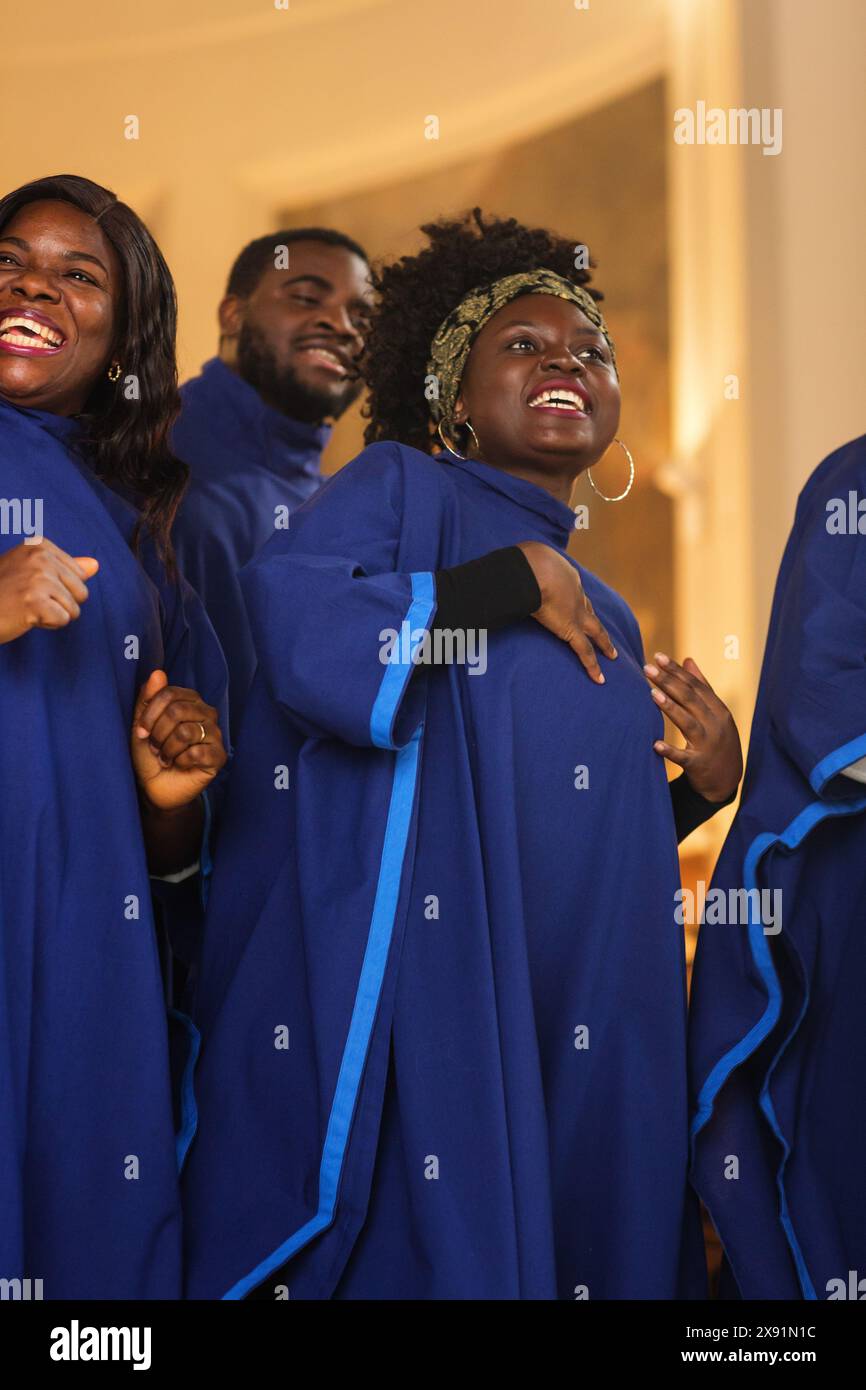 Group Of Christian Gospel Singers Praising Lord Jesus Christ. Song ...