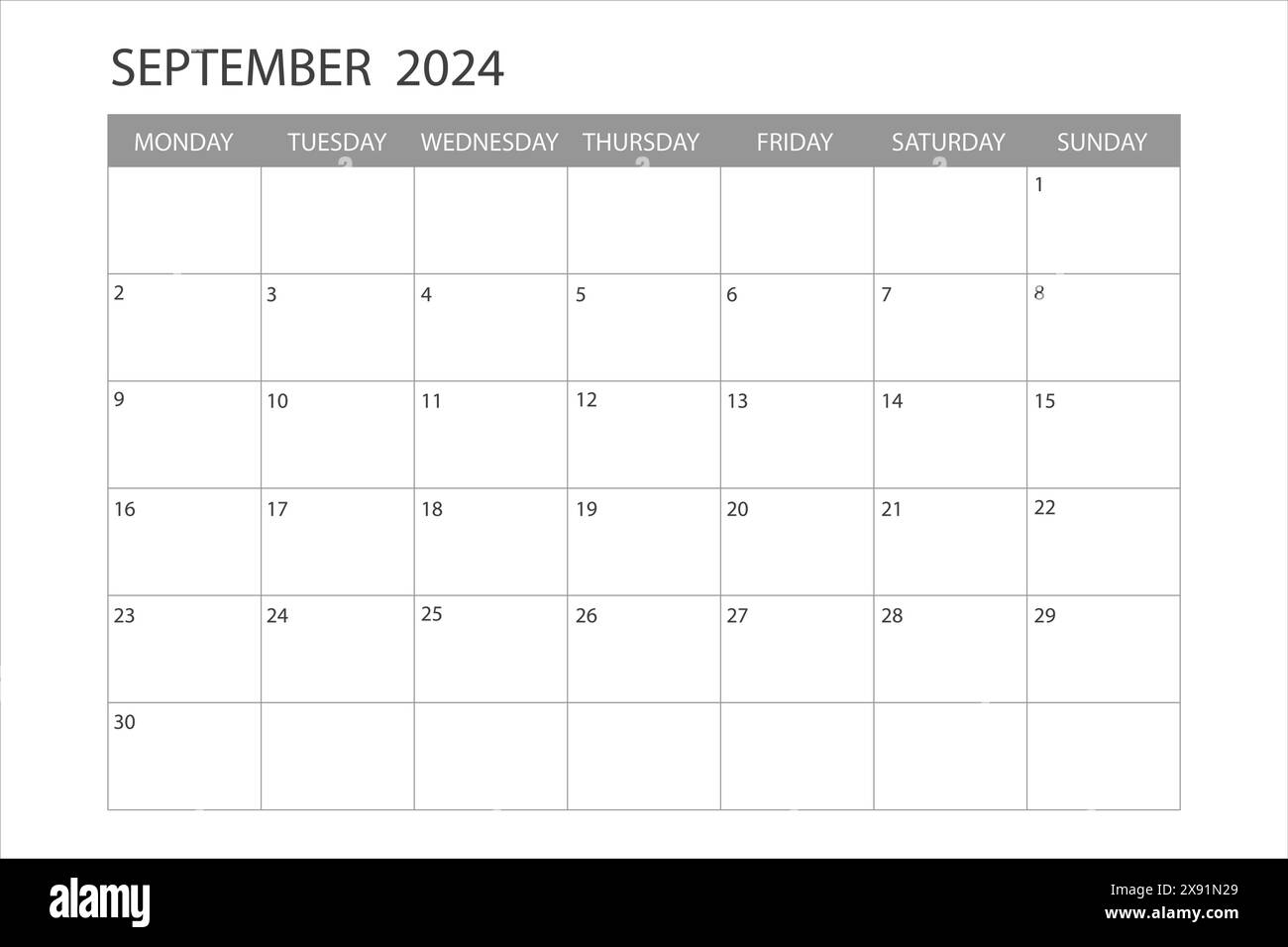 Calendar for September 2024. The week starts on Monday. Glider Stock ...
